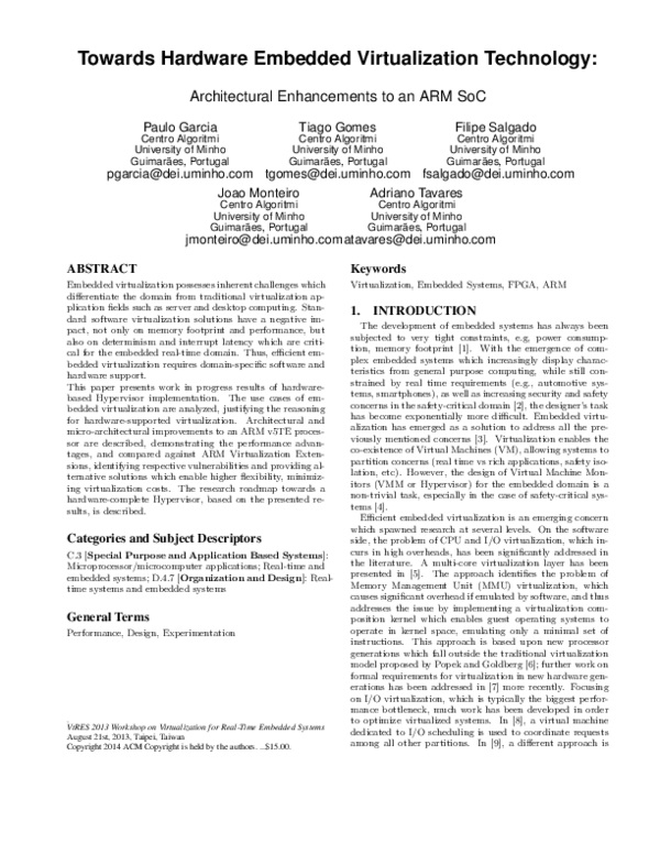 (PDF) Towards hardware embedded virtualization technology