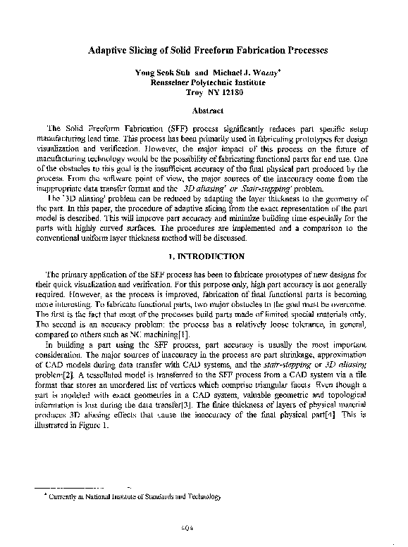 (PDF) Adaptive Slicing of Solid Freeform Fabrication Processes