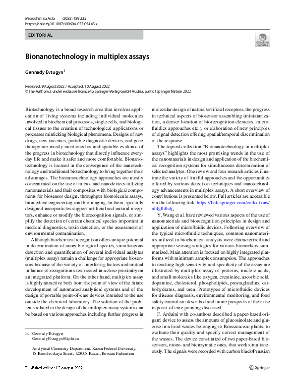 (PDF) Bionanotechnology in multiplex assays
