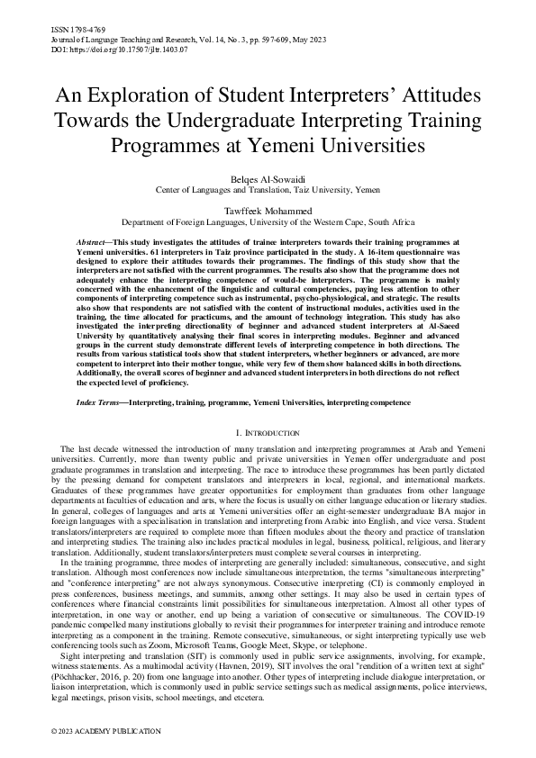 (PDF) An Exploration of Student Interpreters’ Attitudes Towards the ...