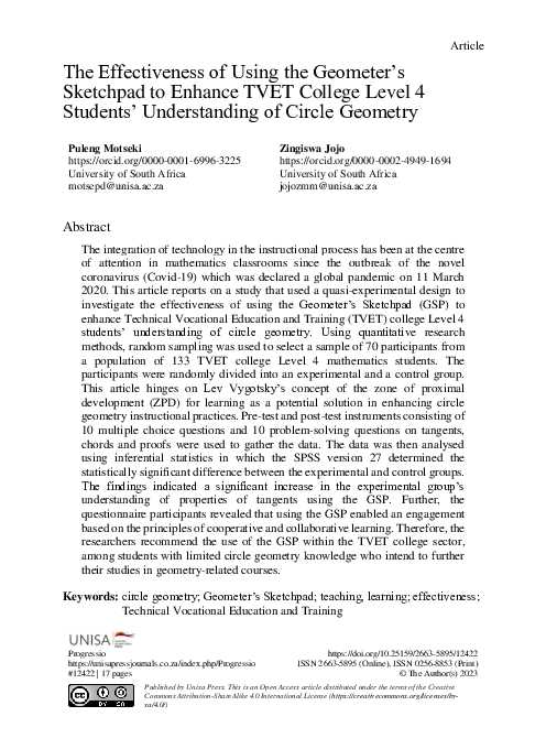 (PDF) The Effectiveness of Using the Geometer’s Sketchpad to Enhance ...