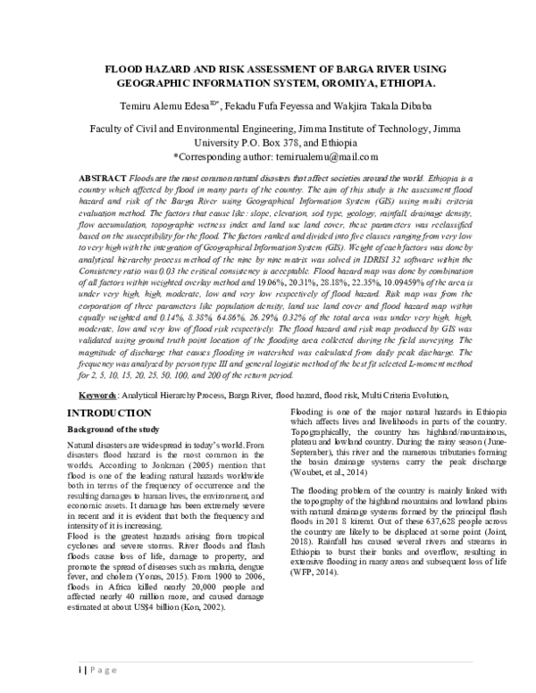 (DOC) Flood Hazard And Risk Assessment Of Upper Awash Basin Using ...