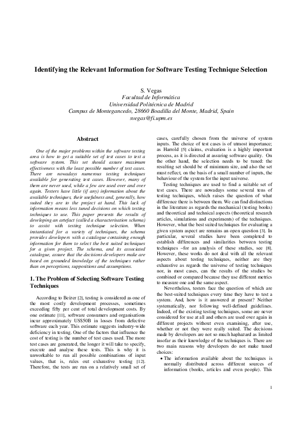 (PDF) Identifying the relevant information for software testing ...