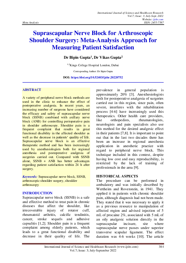 (PDF) Suprascapular Nerve Block for Arthroscopic Shoulder Surgery: Meta ...