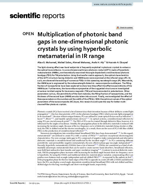 (PDF) Multiplication of photonic band gaps in one-dimensional photonic crystals by using ...