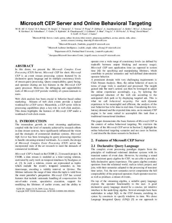 (PDF) Microsoft CEP server and online behavioral targeting | Ivo Santos ...