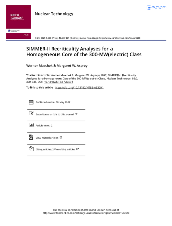 (PDF) SIMMER-II Recriticality Analyses for a Homogeneous Core of the ...
