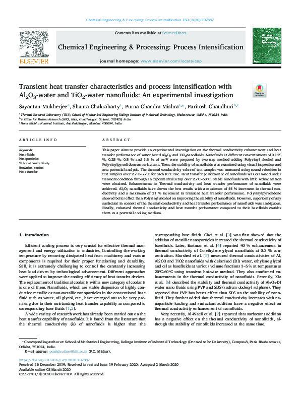 (PDF) Transient heat transfer characteristics and process ... (PDF) Transient heat transfer characteristics and process ...