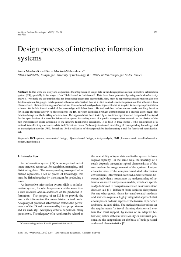 (PDF) Design process of interactive information systems
