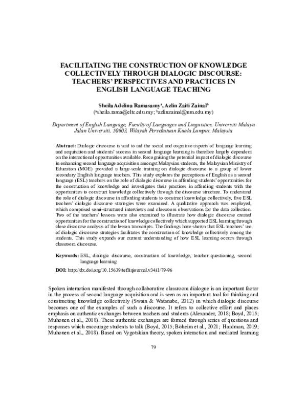 (PDF) Facilitating the Construction of Knowledge Collectively Through Dialogic Discourse ...