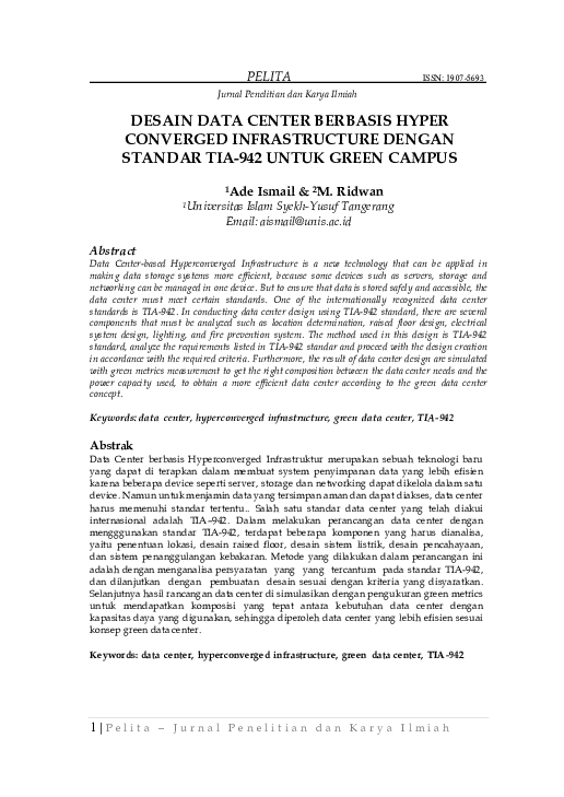(PDF) Desain Data Center Berbasis Hyper Converged Infrastructure Dengan Standar TIA-942 Untuk ...