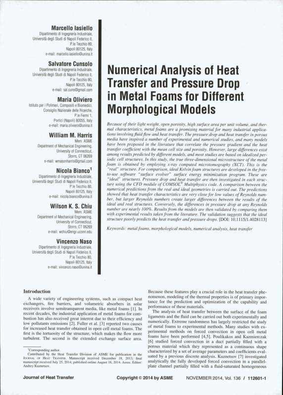 (PDF) Numerical Analysis of Heat Transfer and Pressure Drop in Metal Foams for Different ...