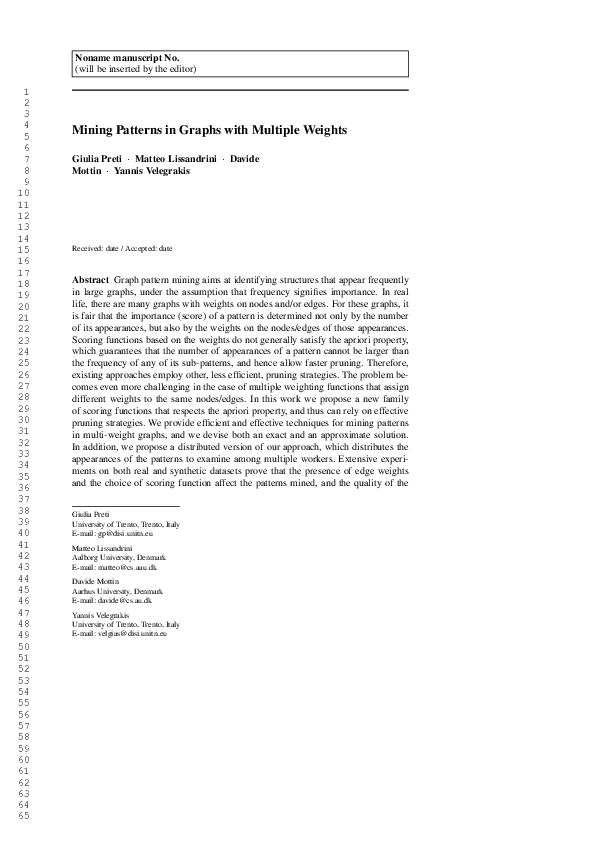 (PDF) Mining patterns in graphs with multiple weights
