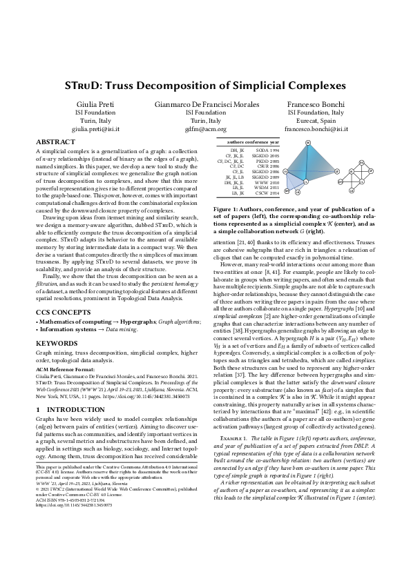 (PDF) STruD: Truss Decomposition of Simplicial Complexes