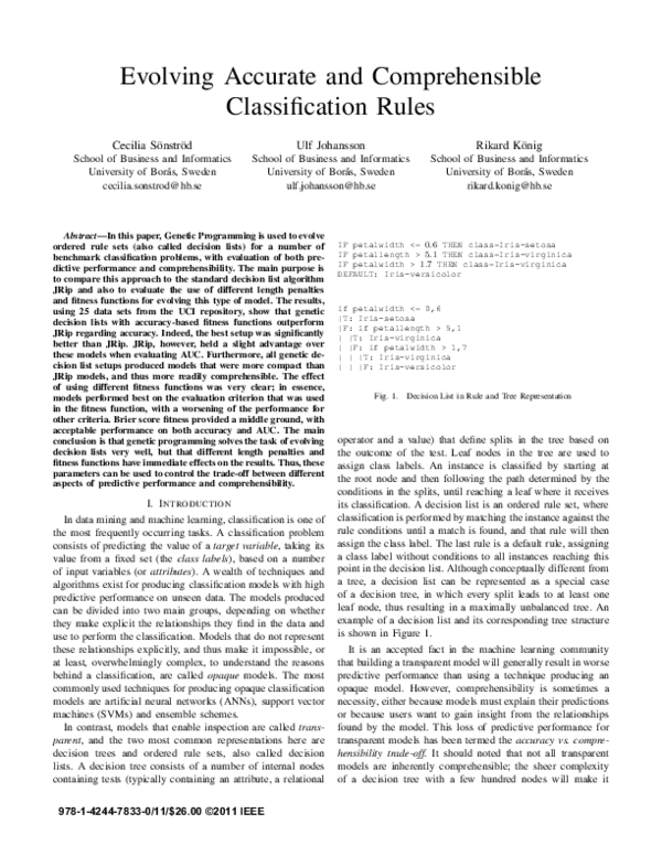 (PDF) Evolving accurate and comprehensible classification rules