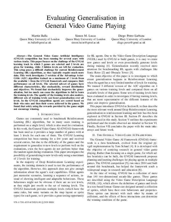 (PDF) Evaluating Generalization in General Video Game Playing