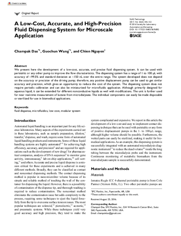 (PDF) A Low-Cost, Accurate, and High-Precision Fluid Dispensing System for Microscale Application
