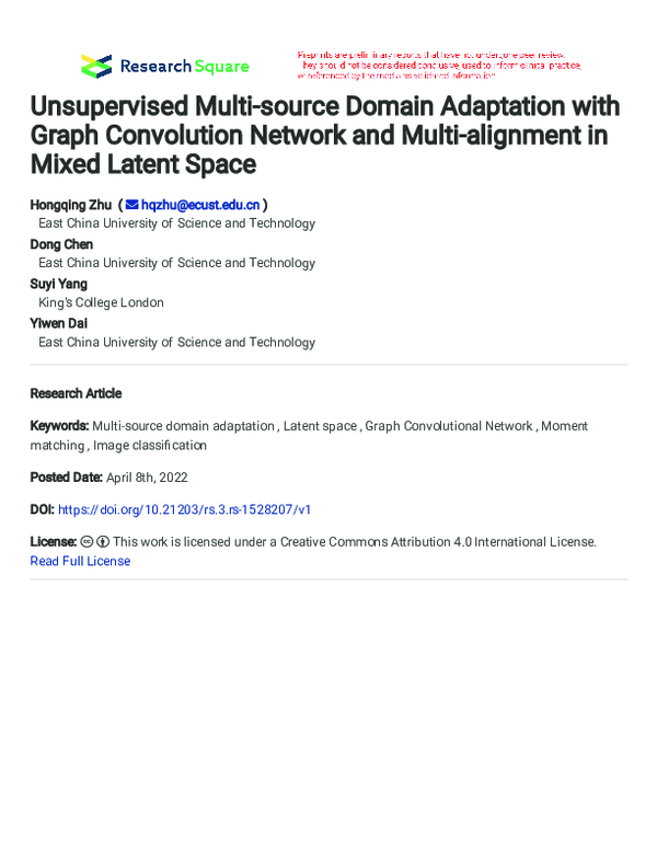 (PDF) Unsupervised Multi-source Domain Adaptation with Graph ...