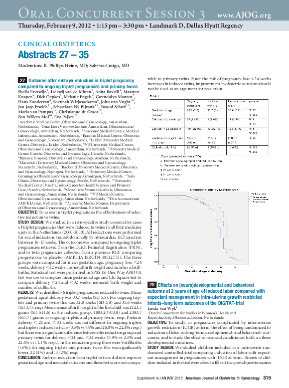 (PDF) 27: Outcome after embryo reduction in triplet pregnancy compared ...
