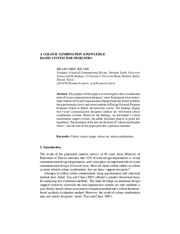 (PDF) A Color Combination Knowledge-Based System for Designer