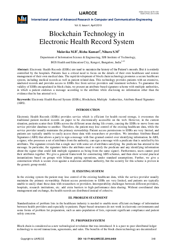 Pdf Blockchain Technology In Electronic Health Record System