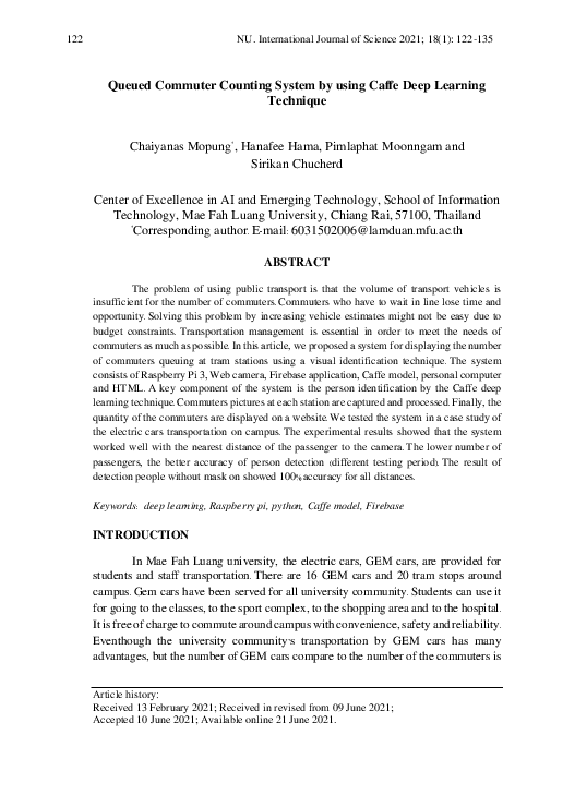 (PDF) Queued Commuter Counting System by using Caffe Deep Learning Technique