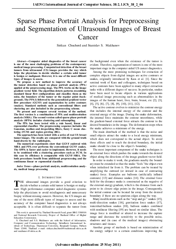 (PDF) Sparse Phase Portrait Analysis for Preprocessing and Segmentation of Ultrasound Images of ...