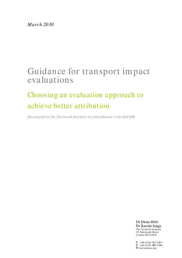 (PDF) Guidance for transport impact evaluations
