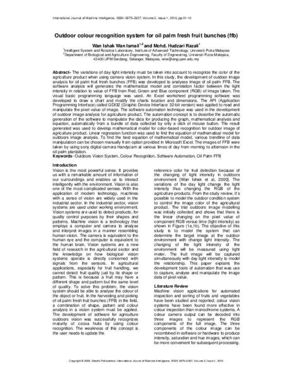 (PDF) Outdoor Colour Recognition System for Oil Palm Fresh Fruit ...