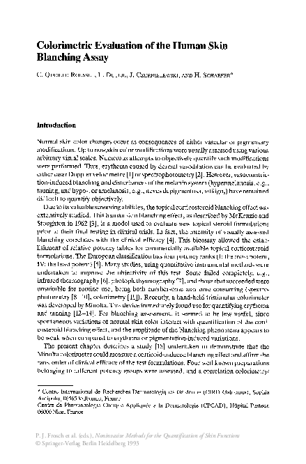 (PDF) Colorimetric Evaluation of the Human Skin Blanching Assay ...