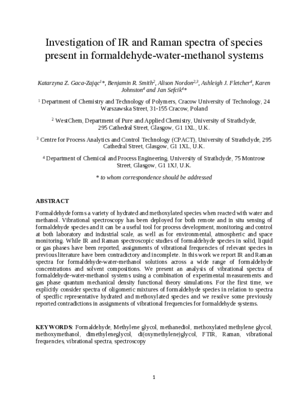 (PDF) Investigation of IR and Raman spectra of species present in ...