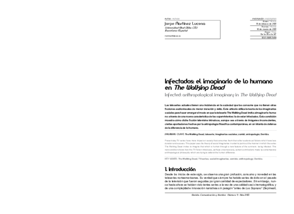 (PDF) Infectados: el imaginario de lo humano en The Walking Dead