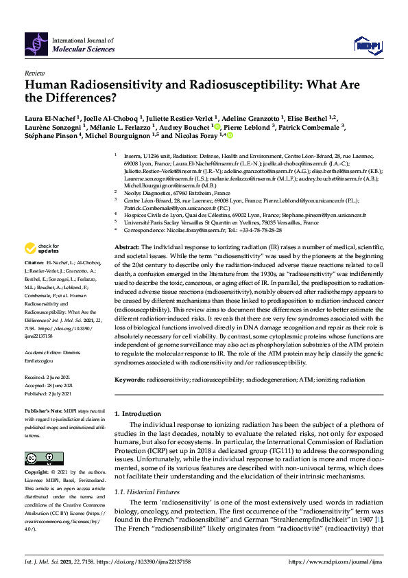 (PDF) Human Radiosensitivity and Radiosusceptibility: What Are the ...