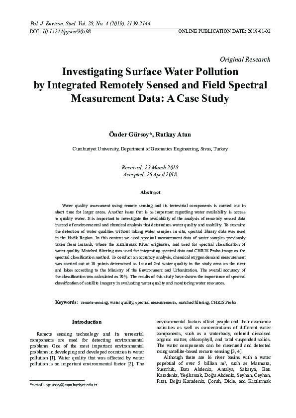 (PDF) Investigating Surface Water Pollution by Integrated Remotely ...