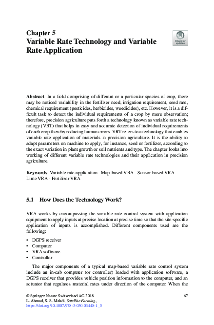 (PDF) Variable Rate Technology and Variable Rate Application