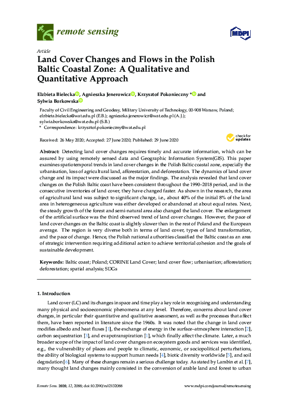 (PDF) Land Cover Changes and Flows in the Polish Baltic Coastal Zone: A ...