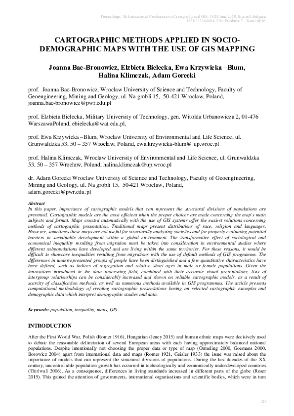 (PDF) Cartographic Methods Applied in Socio- Demographic Maps with the ...