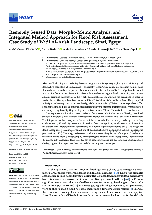 (PDF) Remotely Sensed Data, Morpho-Metric Analysis, and Integrated Method Approach for Flood ...
