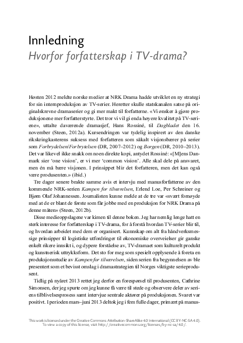 Innledning: Hvorfor forfatterskap i TV-drama?