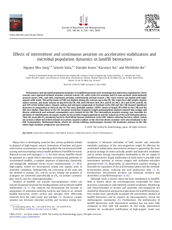 (PDF) Effects of intermittent and continuous aeration on accelerative stabilization and ...
