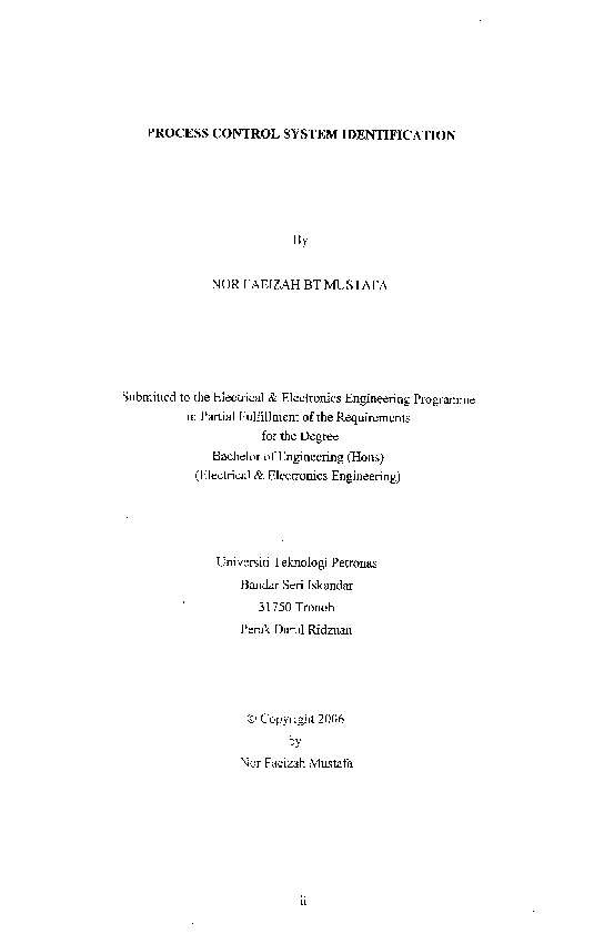 (PDF) Process Control System Identification
