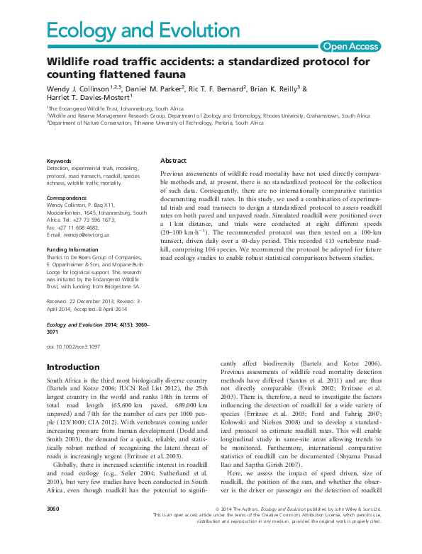 (PDF) Wildlife road traffic accidents: a standardized protocol for ...