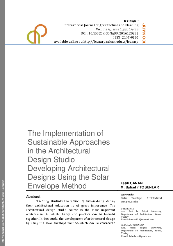 (PDF) The Implementation of Sustainable Approaches in the Architectural ...