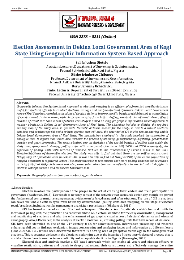 (PDF) Election Assessment in Dekina Local Government Area of Kogi State ...
