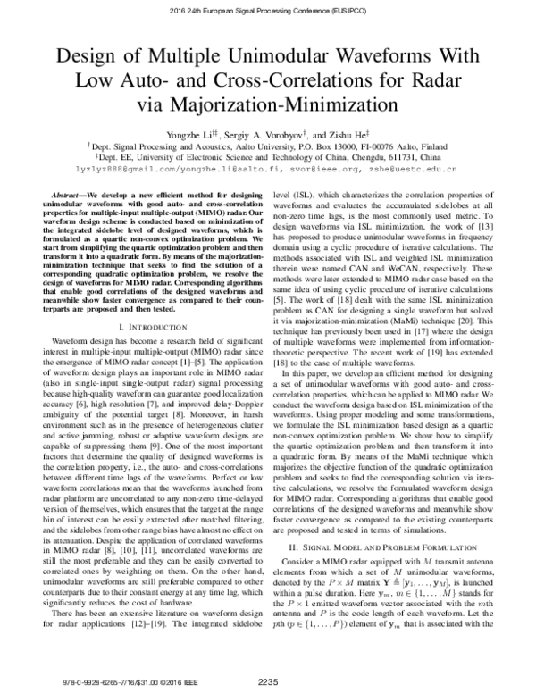 (PDF) Design of multiple unimodular waveforms with low auto- and cross ...