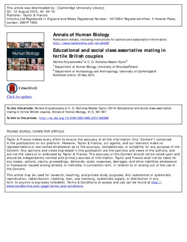 (PDF) Educational and social class assortative mating in fertile ...