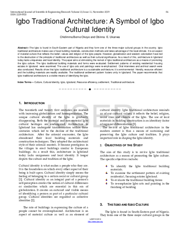 (PDF) Igbo Traditional Architecture: A Symbol of Igbo Cultural Identity