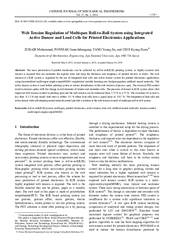 (PDF) Web Tension regulation of multispan roll-to-roll system using ...