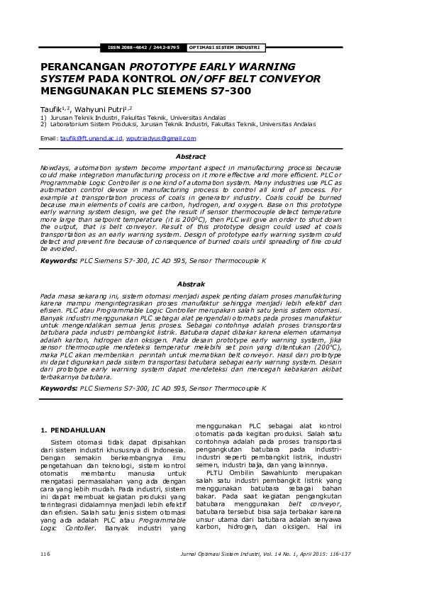(PDF) Perancangan Prototype Early Warning System pada Kontrol On/Off ...