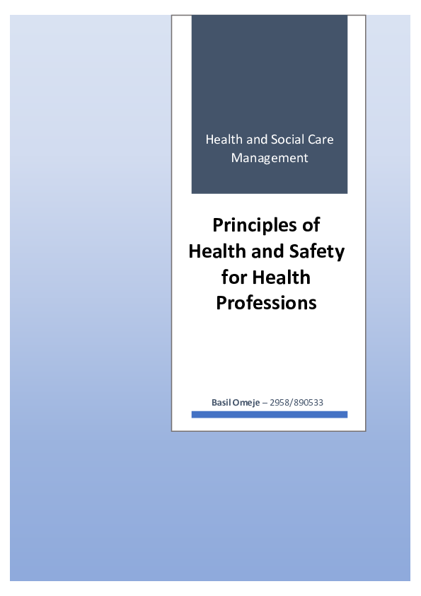 (PDF) Principles of Health and Safety for Health Professions
